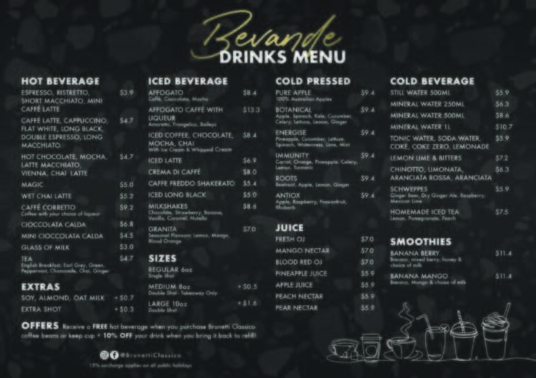 Brunetti Classico Menu - Lygon Street, Carlton | Brunetti Classico
