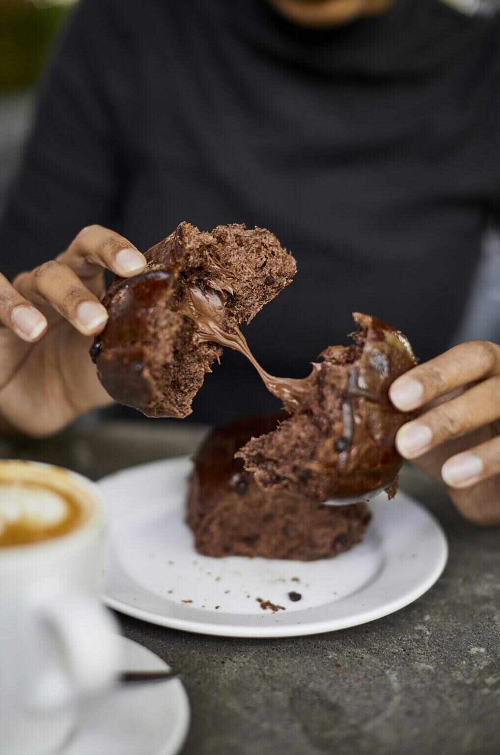 Nutella & Chocolate Hot Cross Bun - Brunetti Classico Cafe Melbourne