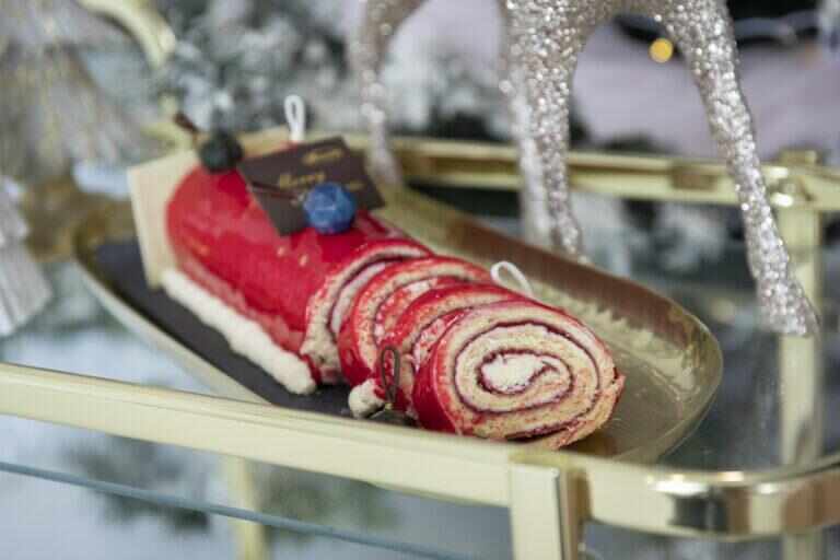 Vanilla & Raspberry Christmas Log - Brunetti Classico Cafe Melbourne