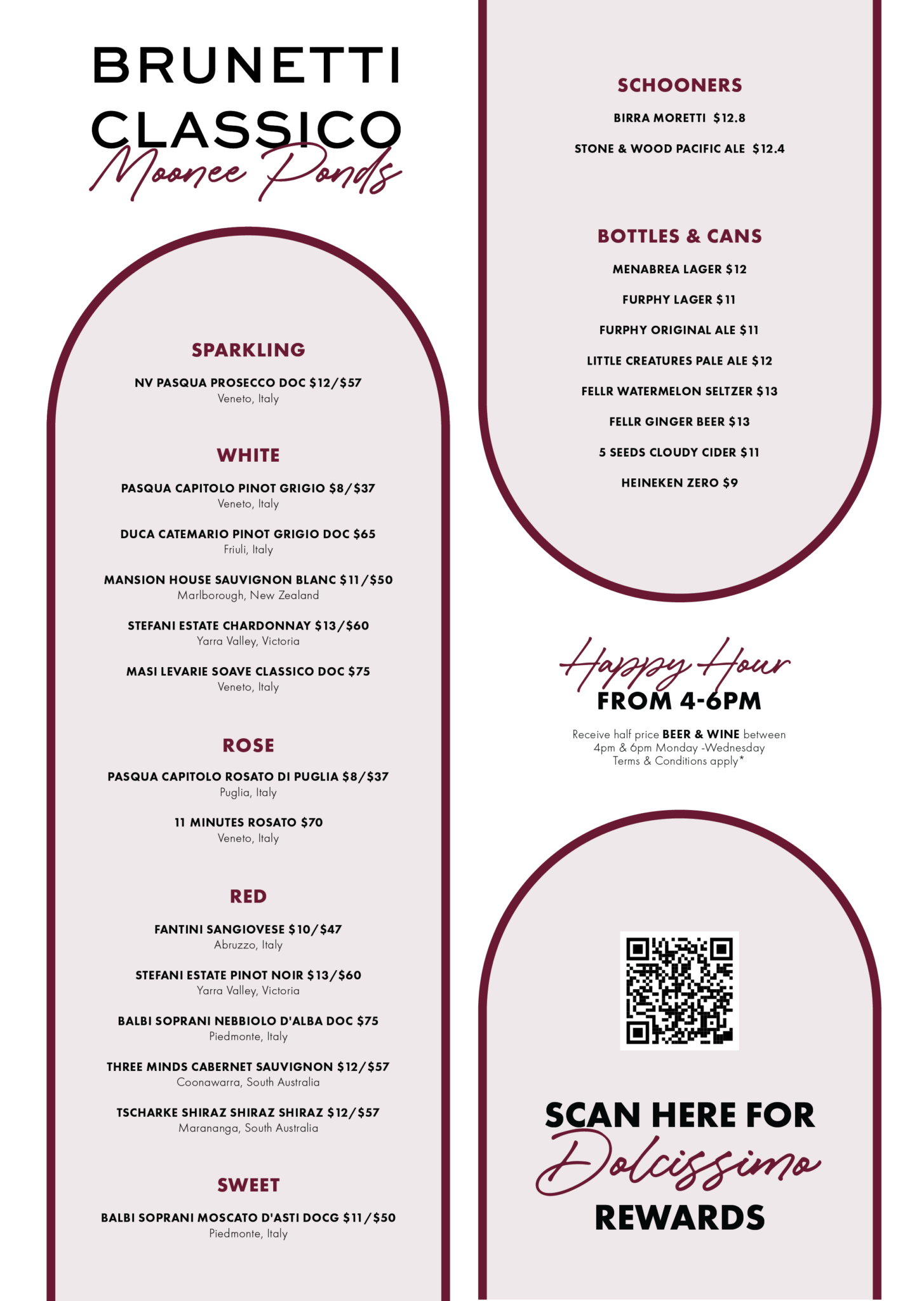 Menu Moonee Ponds - Brunetti Classico Cafe Melbourne